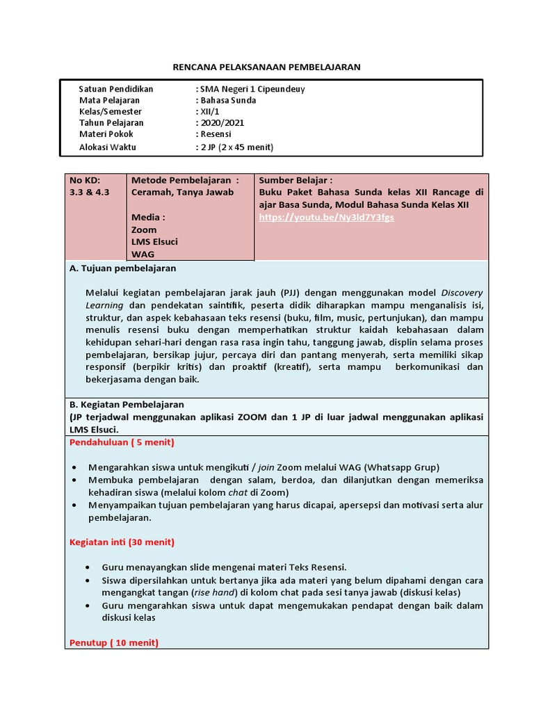 Supervisi RPP 2020 | PDF