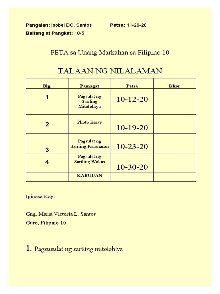 Talaan NG Nilalaman | PDF