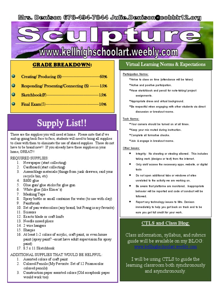 Distance Learning Sculpture Syllabus | PDF | Paintings