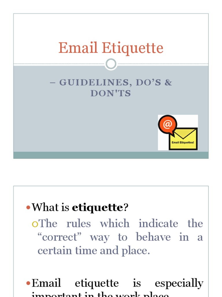 Email Etiquette: - Guidelines, Do'S & - Guidelines, Do'S & Don'Ts | PDF ...