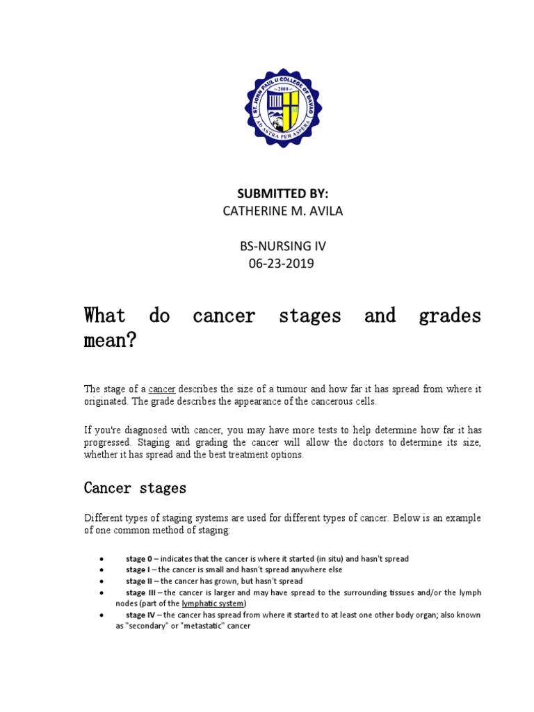 Cancer Staging and Grading Assign | PDF