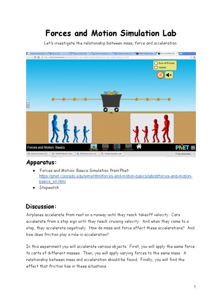 Forces and Motion Simulation Lab: Apparatus | PDF | Acceleration | Force