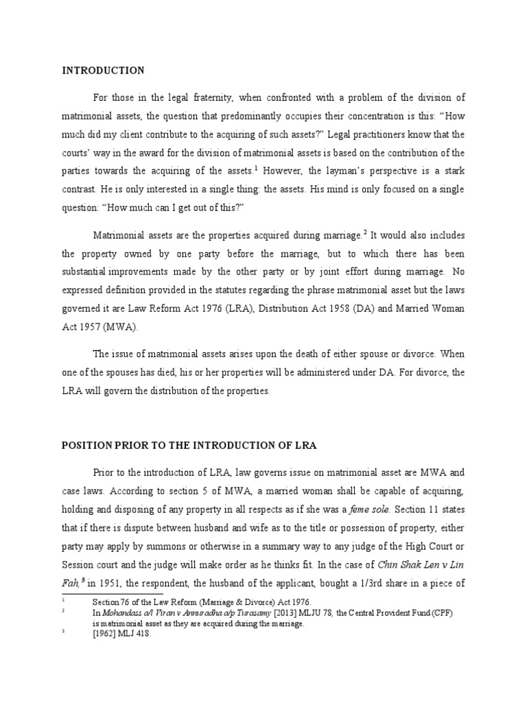 Matrimonial Assets | PDF | Intestacy | Marriage