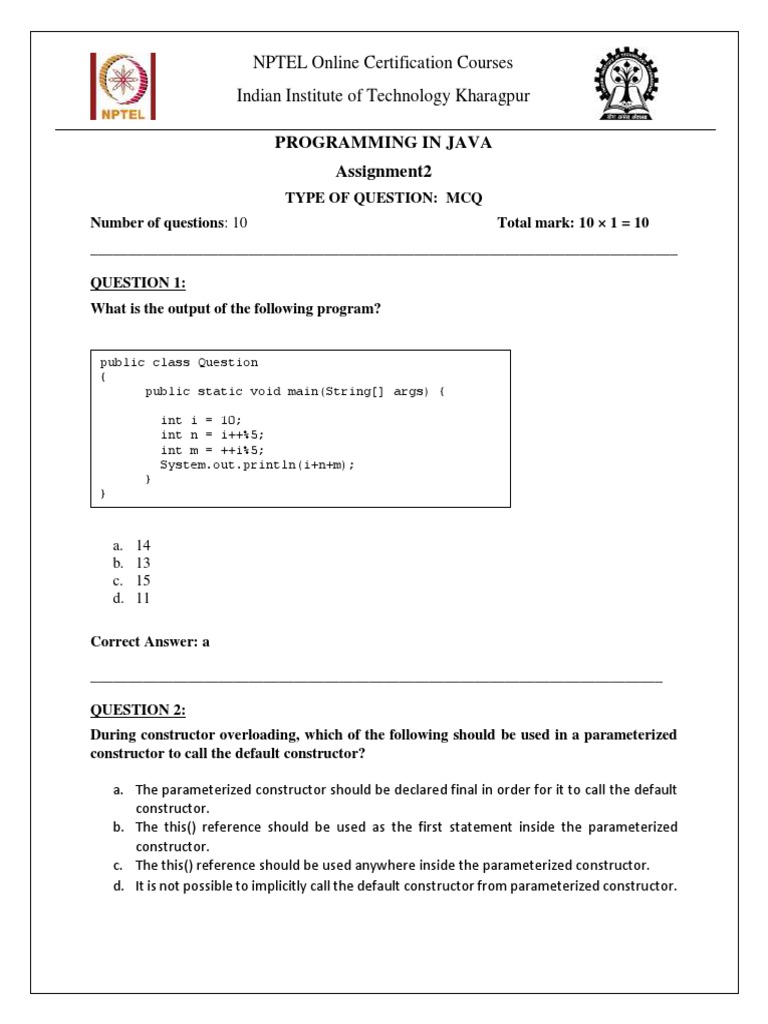 Week 02 Assignment Pdf Pdf Constructor Object Oriented Programming Programming