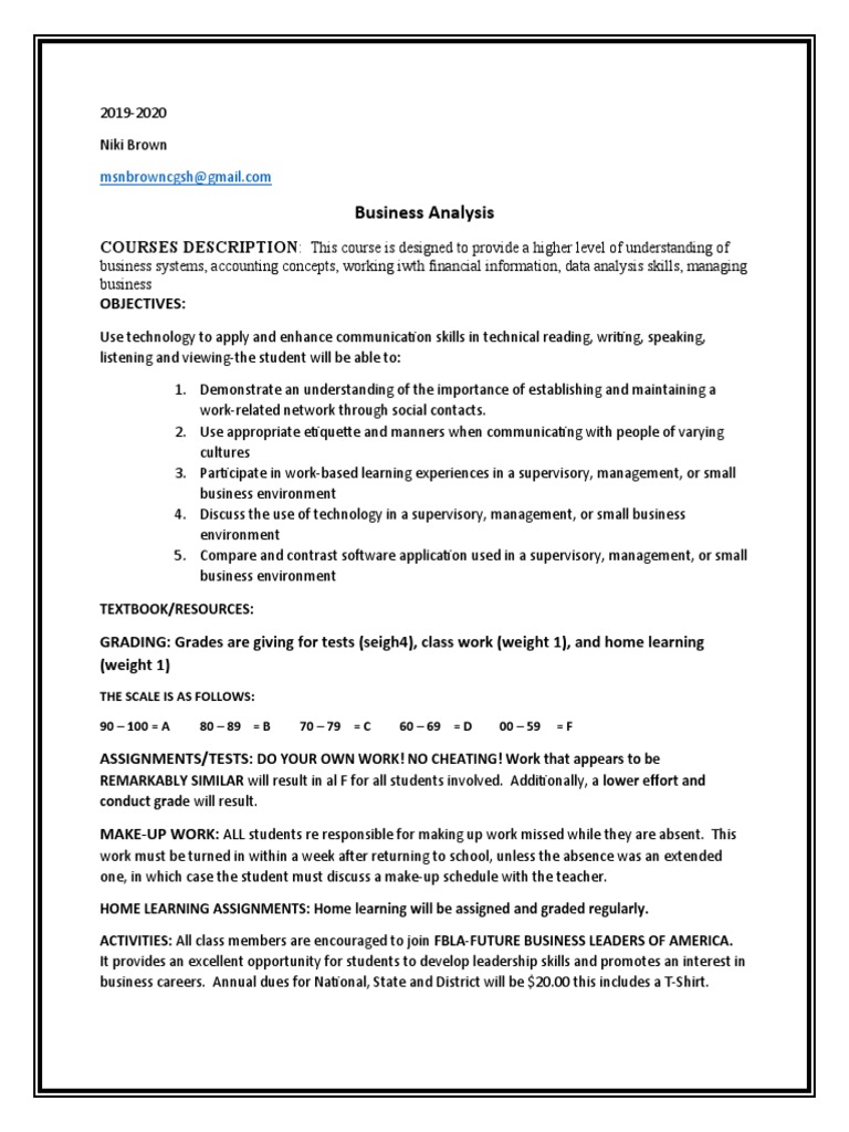 Business Analysis Course Overview | PDF | Etiquette | Learning