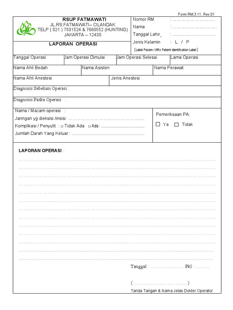 Laporan Operasi Form | PDF