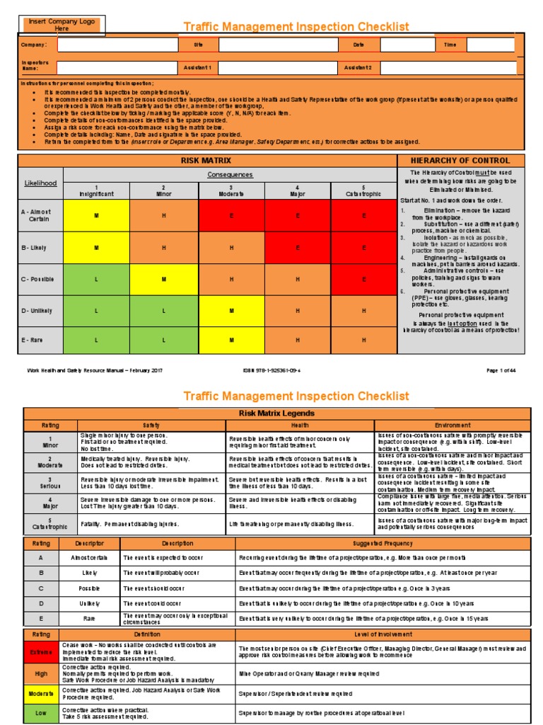 MAQCHK 001traffic Management Inspection Checklist V3.1 | PDF | Personal ...