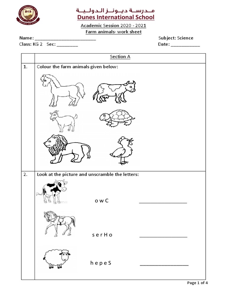 Assignment-Animal World-Farm Animals | Download Free PDF | Word Search ...
