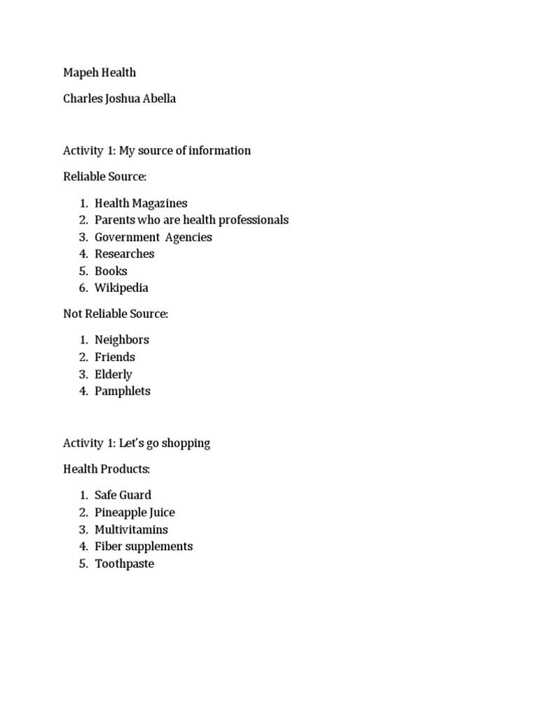 Mapeh Health | PDF | Vitamin | Aspirin