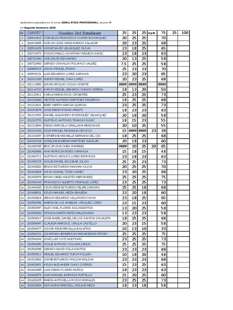 Notas Segundo Semestre 2020 | PDF | Sports