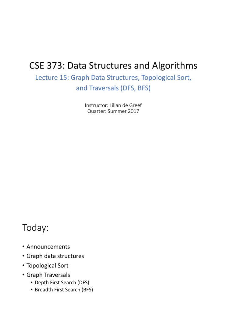 Lecture 15 Graph Data Structures And Traversals Download Free Pdf Vertex Graph Theory 6332