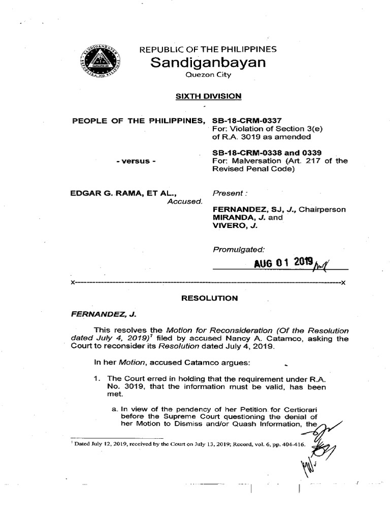SB Resolution of An MR | Download Free PDF | Plea | Prosecutor