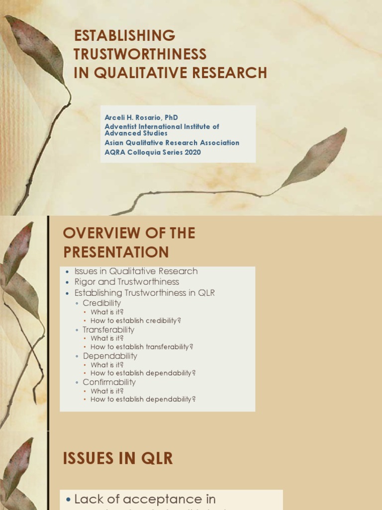 Establishing Trustworthiness in Qualitative Research | PDF | Cognition ...