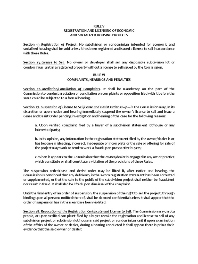 Notes On PD 957 and BP 220 | PDF | Fraud | License