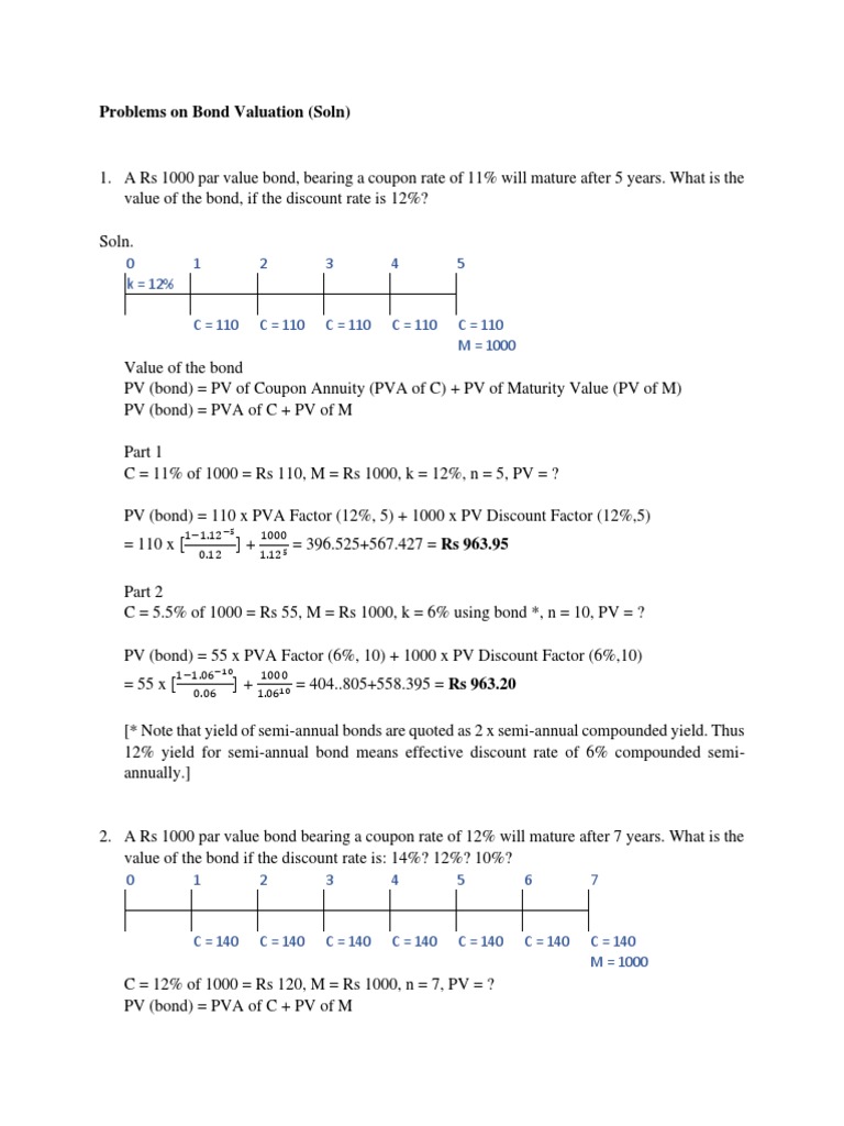 Bond Valuation Problems and Solutions | PDF | Bonds (Finance) | Discounting