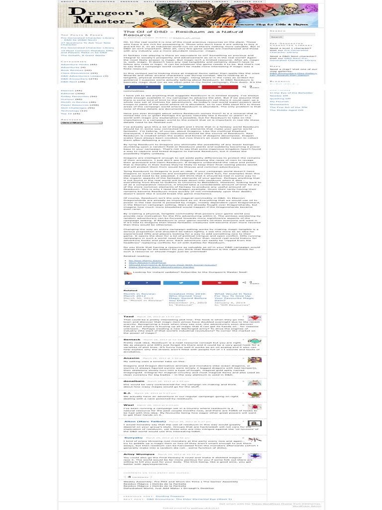 The Oil of D&D - Residuum As A Natural Resource - Dungeon's Master ...