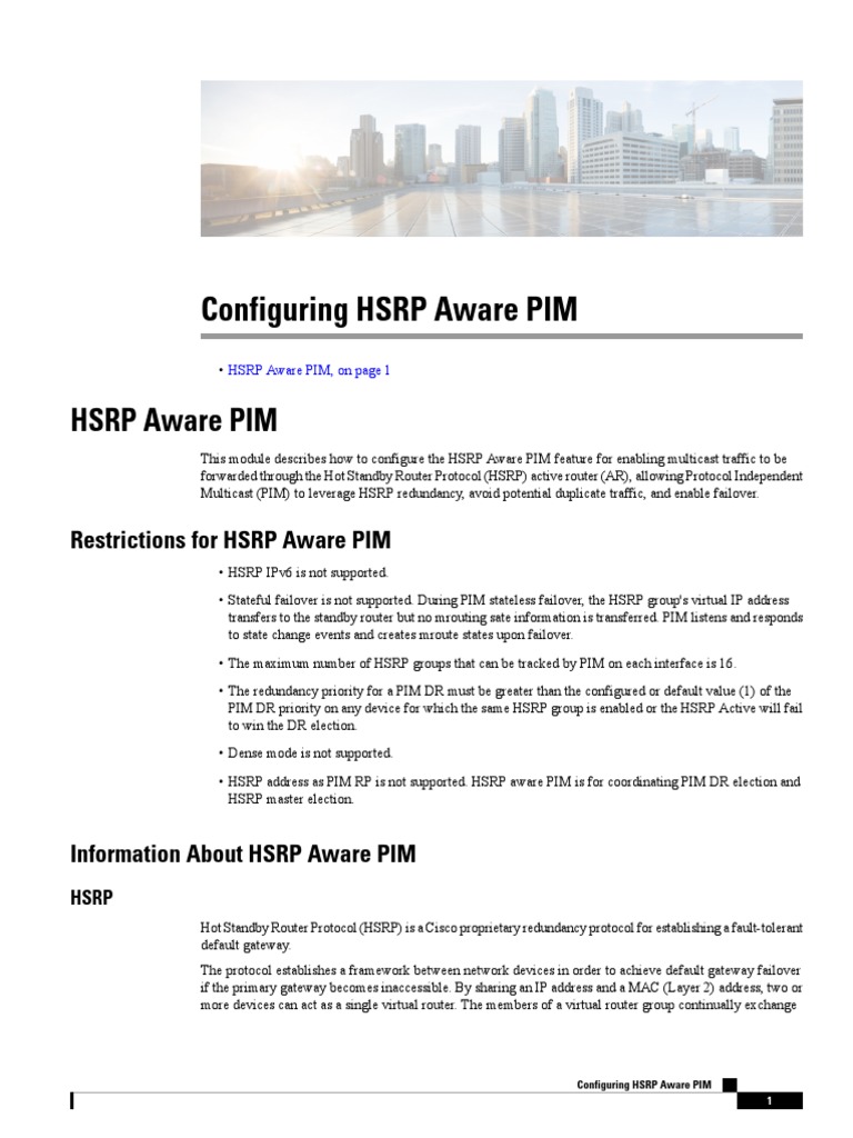 Configuring HSRP Aware Pim | PDF | Router (Computing) | Ip Address