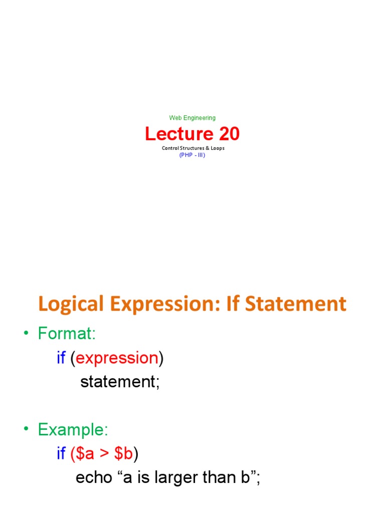 Web Engineering: Control Structures & Loops | PDF | Control Flow | Boolean Data Type