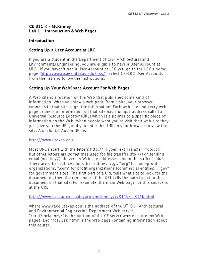 CE 311 K - Intro to Web Pages | PDF | Web Server | Internet & Web