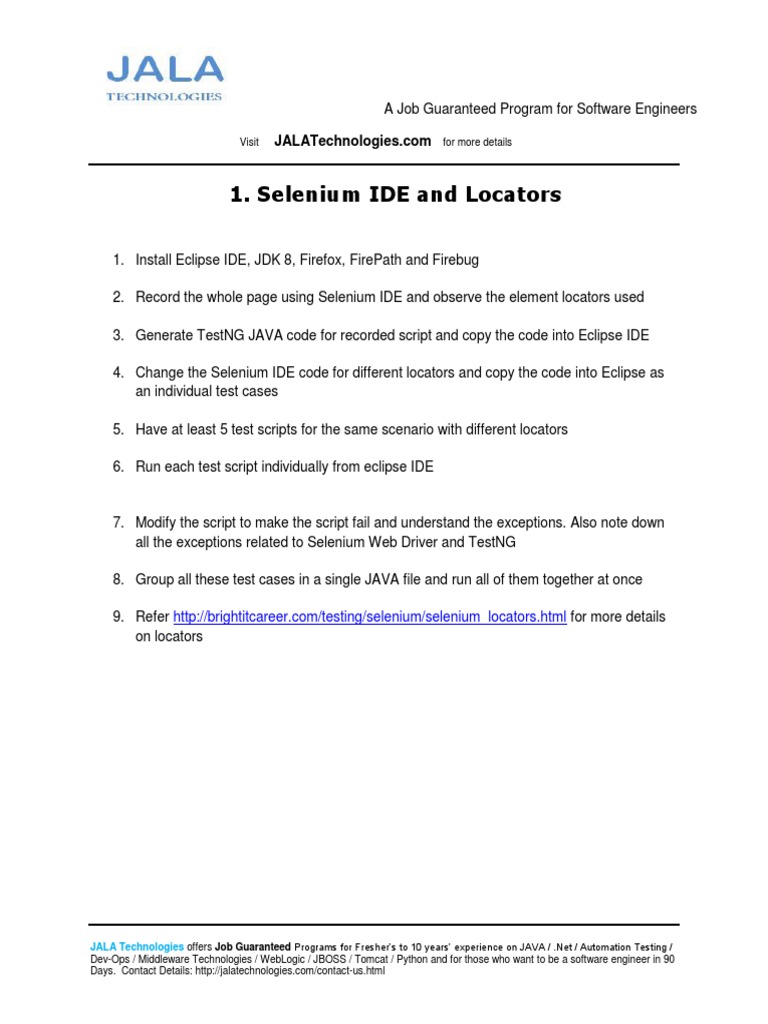 Selenium IDE and Locators | PDF