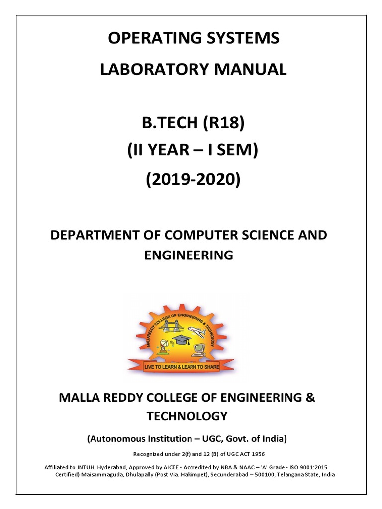 Operating Systems Lab (R18) | PDF | Scheduling (Computing) | Engineering
