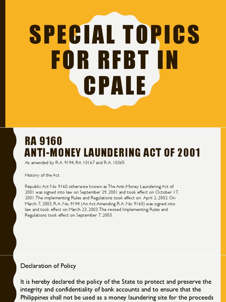 Special-Topics For CPALE PDF | PDF | Money Laundering | Patent