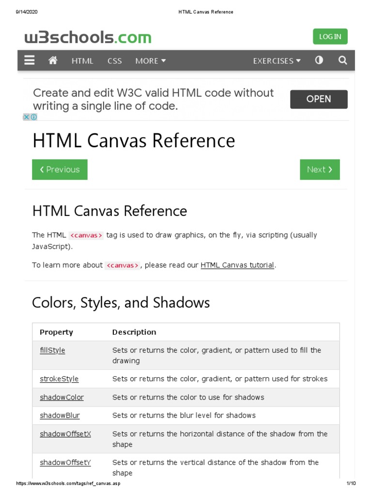 HTML Canvas Reference | PDF | Computing And Information Technology ...
