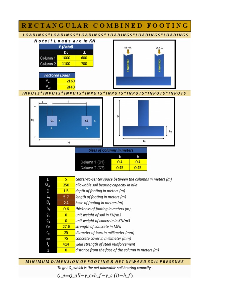 FINALS Rectangular - Combined - Footing | PDF | Building Engineering | Economic Sectors