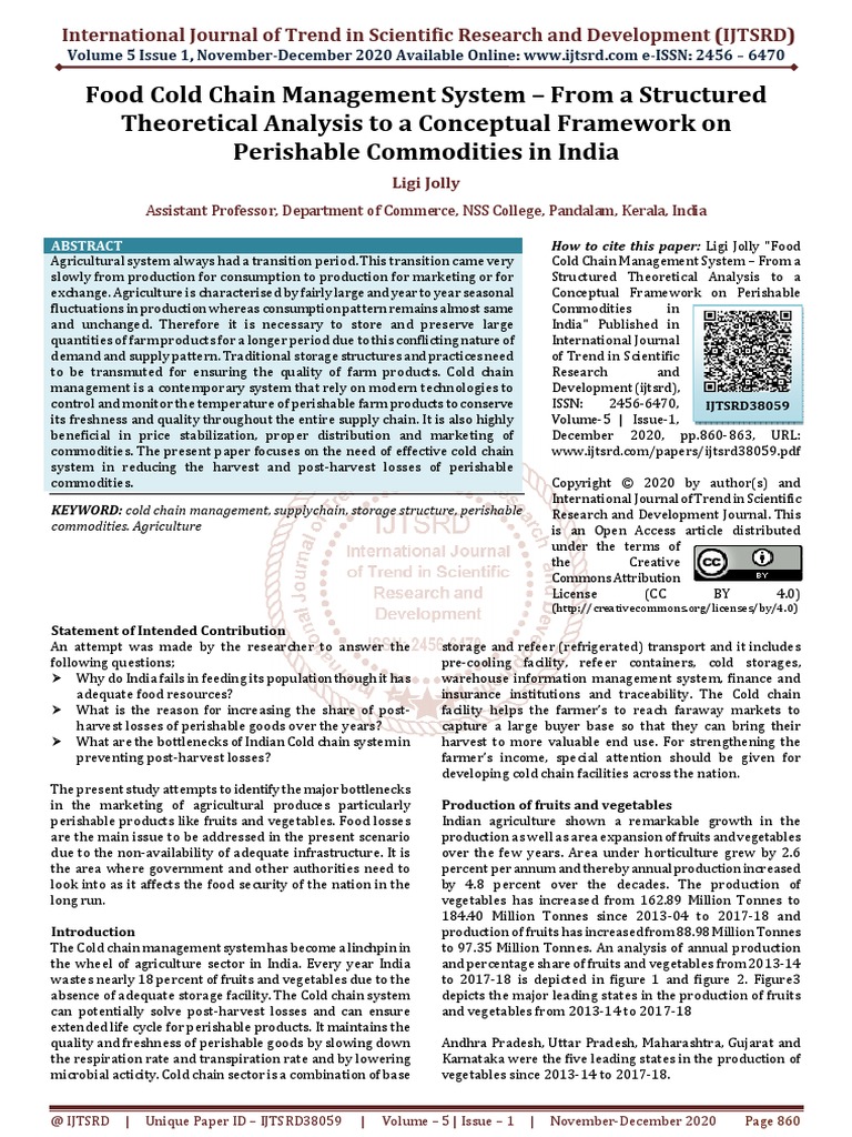 Food Cold Chain Management System - From A Structured Theoretical ...