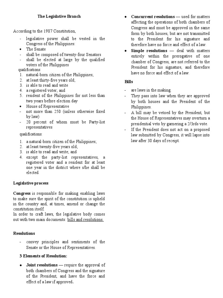 The Legislative Branch | PDF | United States Congress | American Government