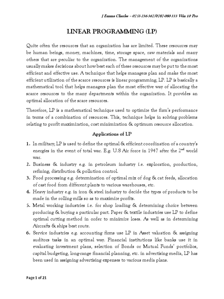 Linear Programming | Download Free PDF | Linear Programming | Mathematical Optimization