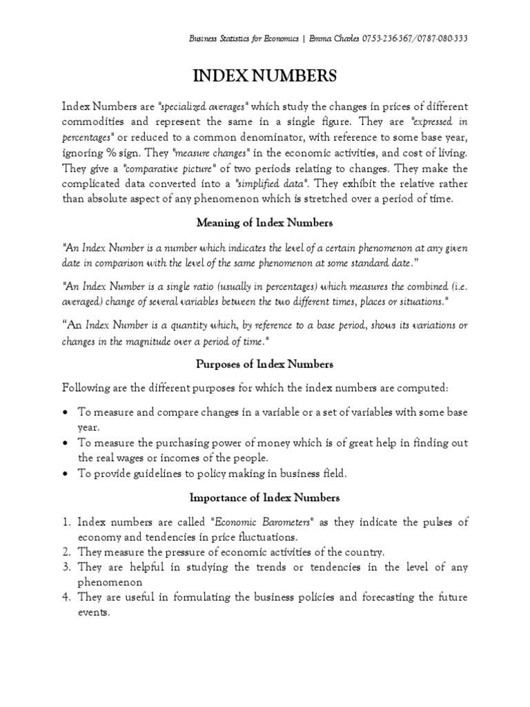 Index Numbers | PDF | Index (Economics) | Price Indices