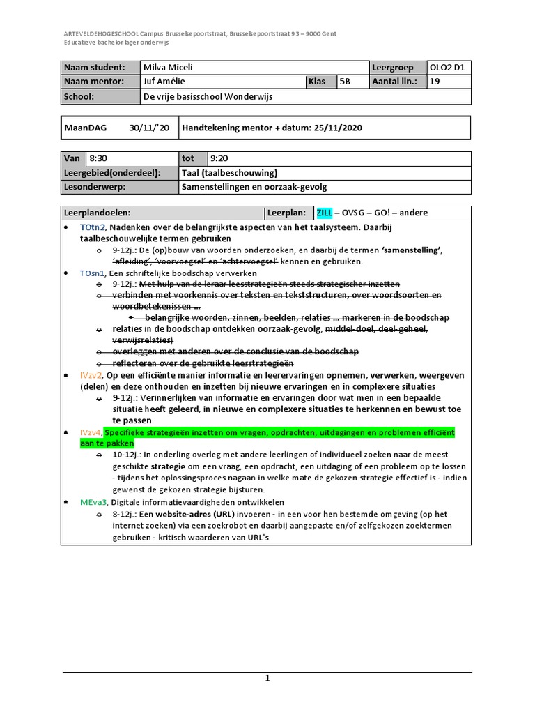 Herwerking - LVB - Taal - Thema 3 - Les 7 | PDF