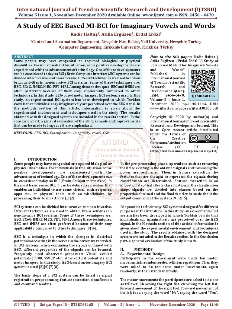 A Study of EEG Based MI BCI For Imaginary Vowels and Words | PDF | Electroencephalography ...