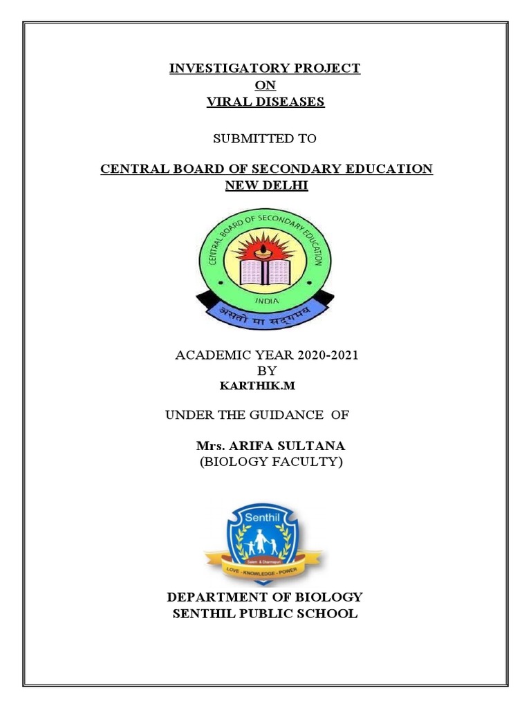 Investigatory Project ON Viral Diseases: Submitted To | PDF | Virus ...
