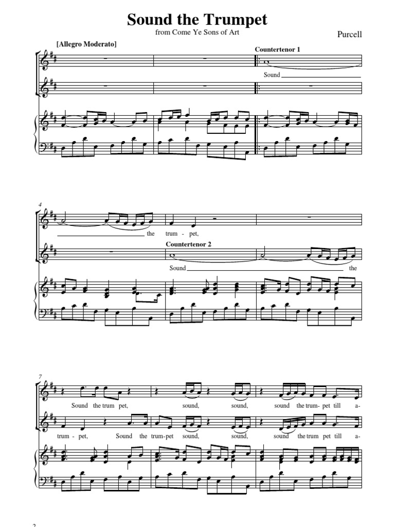 Purcell - Sound The Trumpet | PDF | Compositions | Choral Compositions