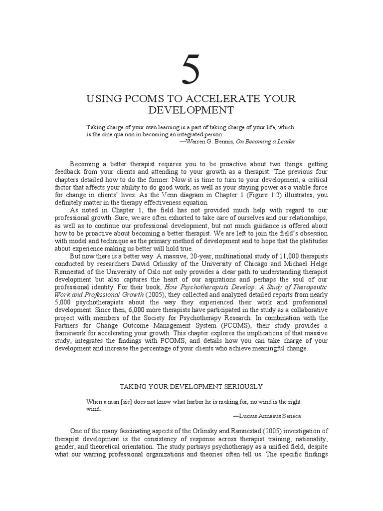 05 Using Pcoms To Accelerate Your Development | PDF | Psychotherapy | Psychological Concepts