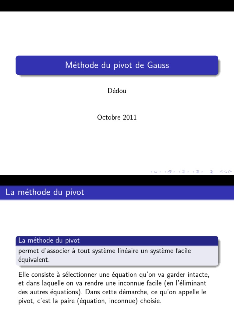Pivot de Gauss | PDF | Système d'équations linéaires | Objets mathématiques