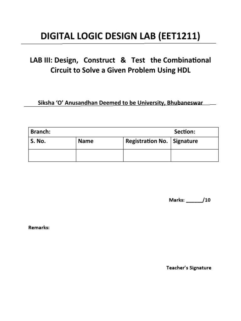 Digital Logic Design Lab 3 | PDF | Logic Gate | Boolean Algebra