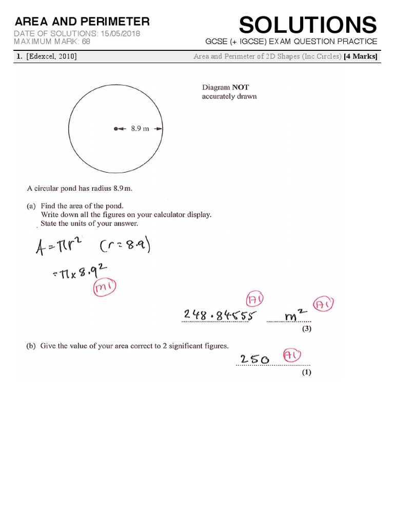 Solutions: Area and Perimeter | PDF | Test (Assessment) | Accuracy And ...