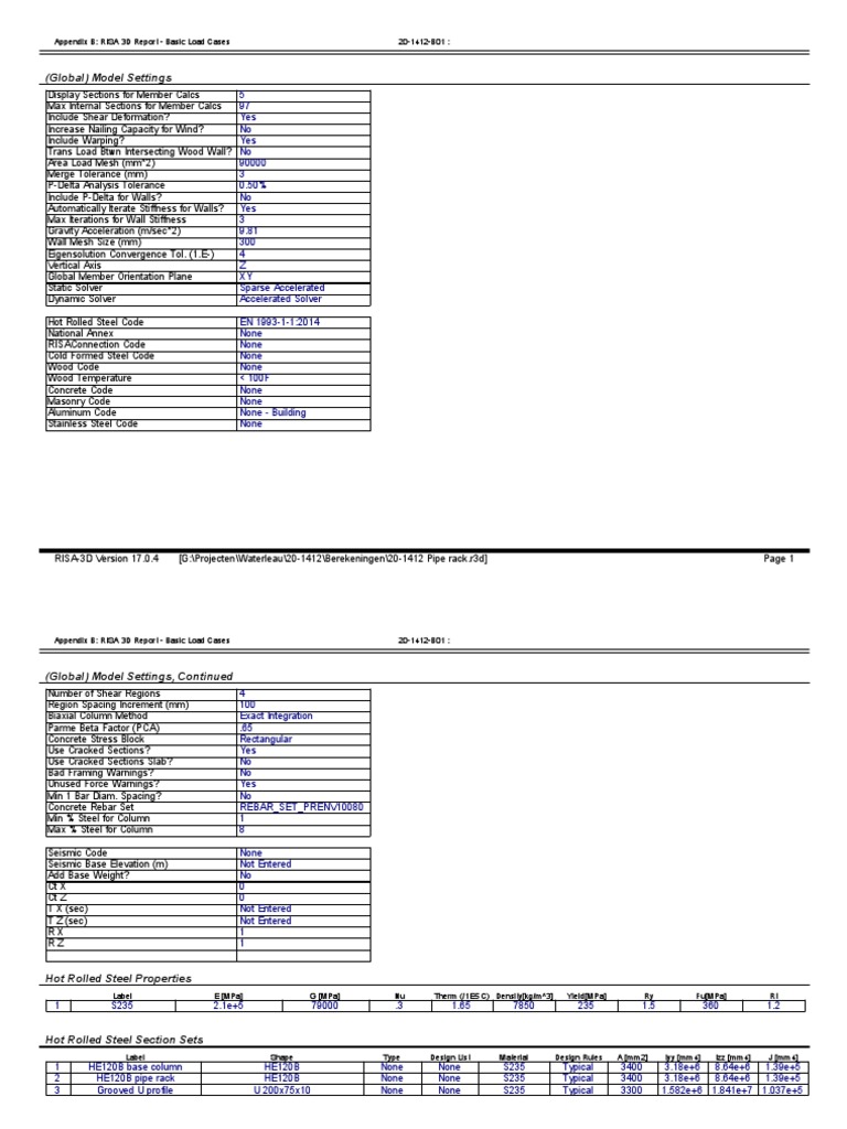 App B RISA Report | PDF | Materials | Structural Engineering