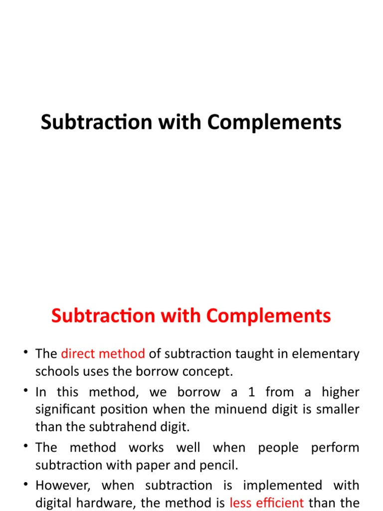 Subtraction With Complements | PDF