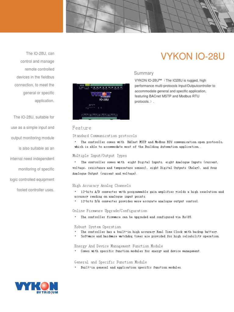 VYKON IO-28U JACE IO Module | PDF | Input/Output | Analog To Digital ...