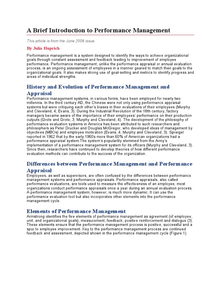 A Brief Introduction To Performance Management | PDF | Performance ...