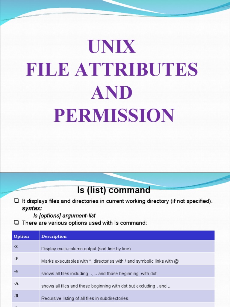Unix File Attributes AND Permission | PDF | Computer File | Computer ...