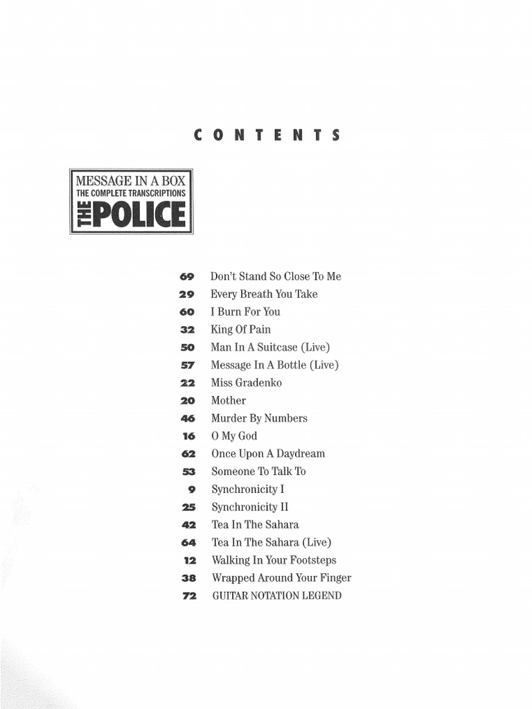 The Police - Message in A Box - Complete Transcriptions - Volume 4 | PDF