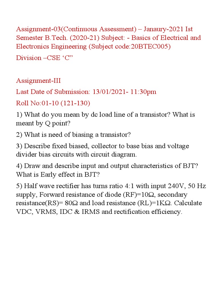 Assignment 3 | PDF | Rectifier | Diode