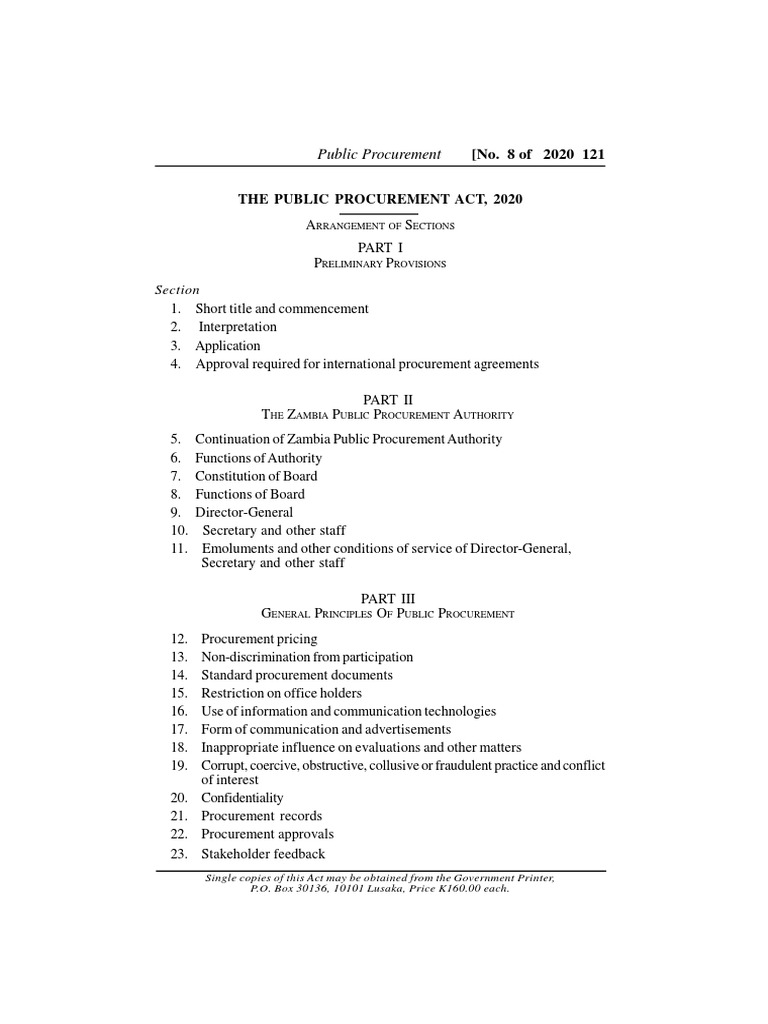 The Public Procurement Act No. 8 2020 PDF | PDF | Procurement | Policy