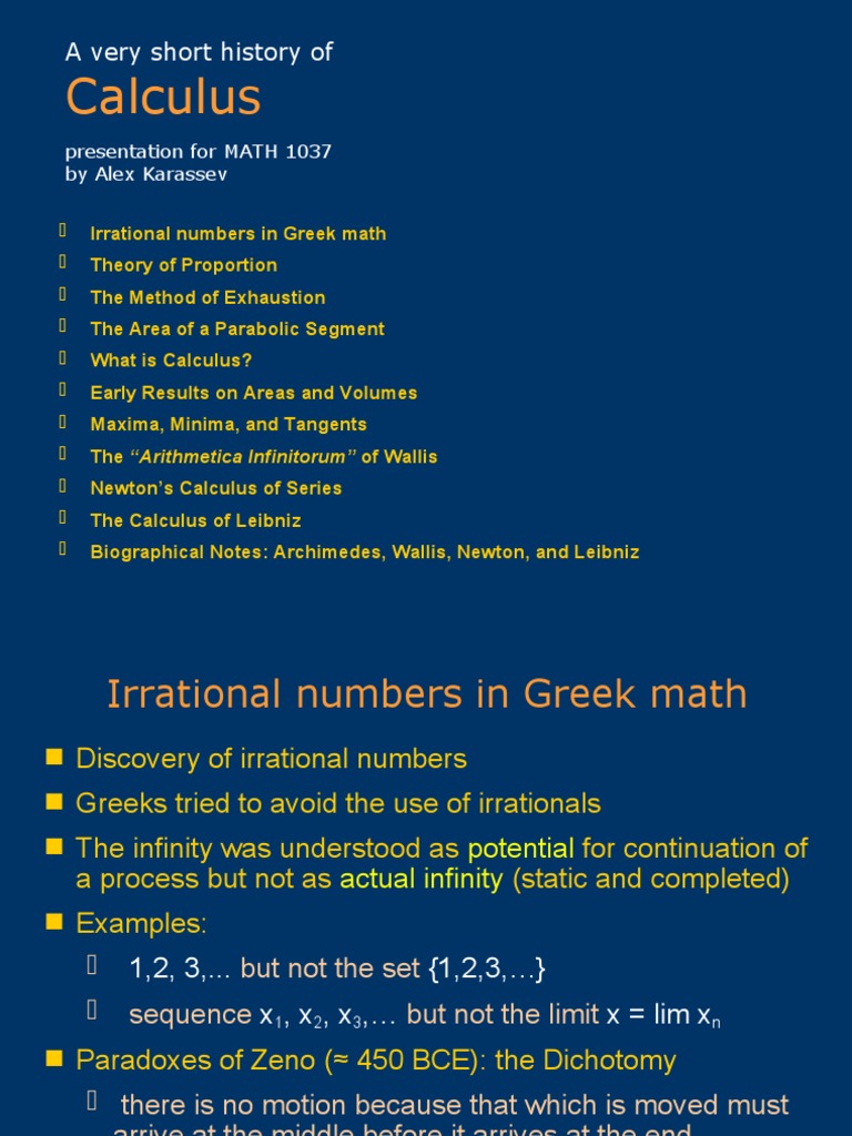Calculus: A Very Short History of | PDF | Calculus | Integral