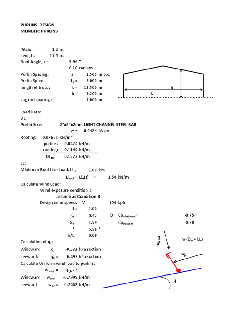 Truss and Purlins Structural Design Analysis | PDF | Economic Sectors ...